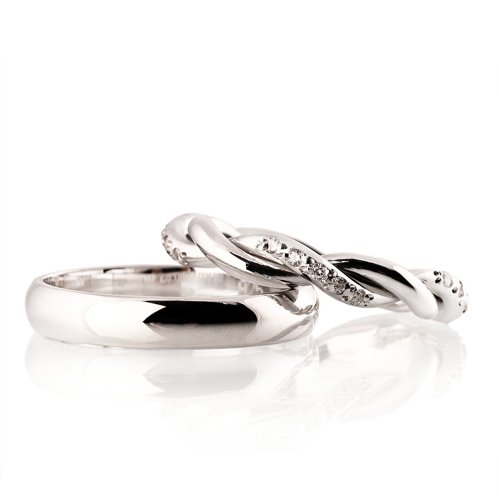 Twisted Rope Silver Wedding Rings Set His and Hers Couples Rings ...