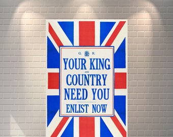 Forward Enlist Now, Reproduction Vintage A3/A4 Classic British WW1 ...