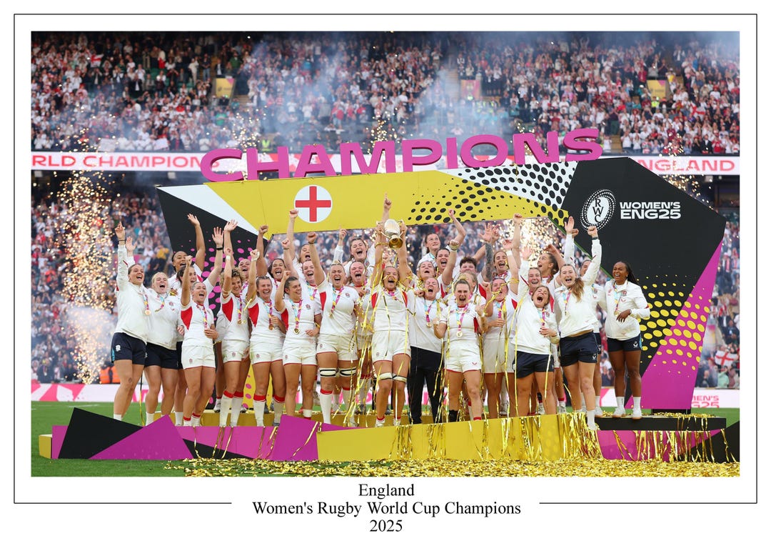 England Women Rugby World Cup 2025 Champions Poster Print Gift Souvenir ...