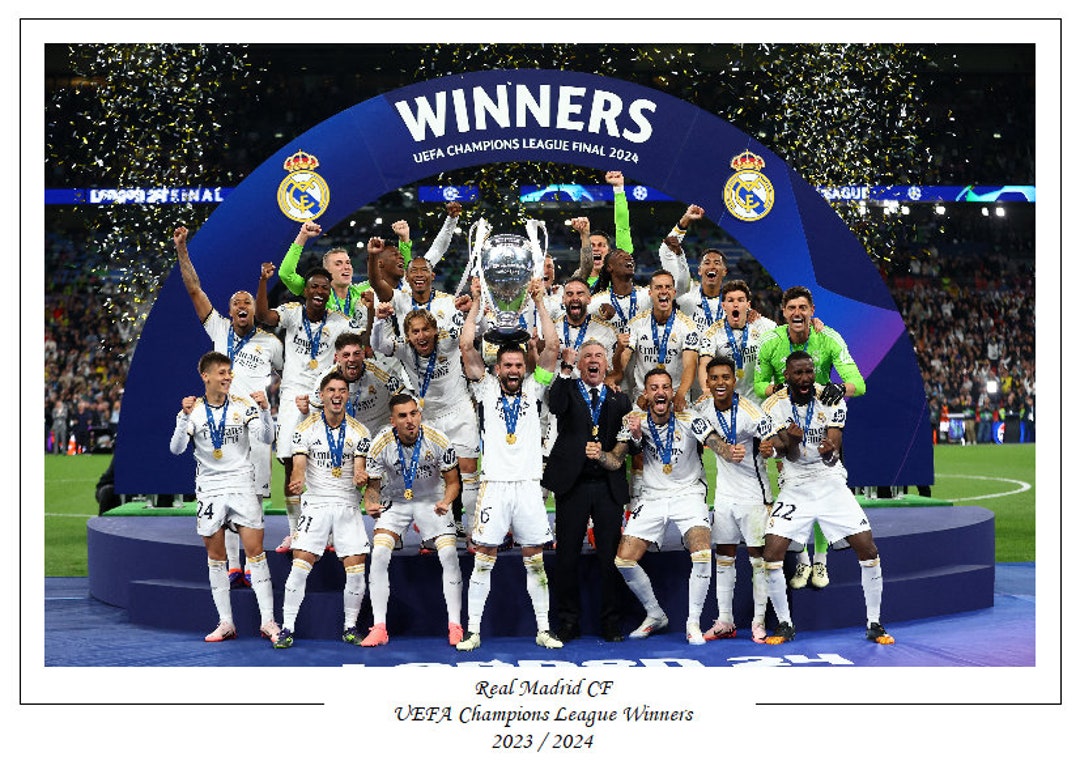 Real Madrid CF UEFA Champions League Winners 2024 Poster Print Souvenir A4 / A3 / A3+ - Etsy UK