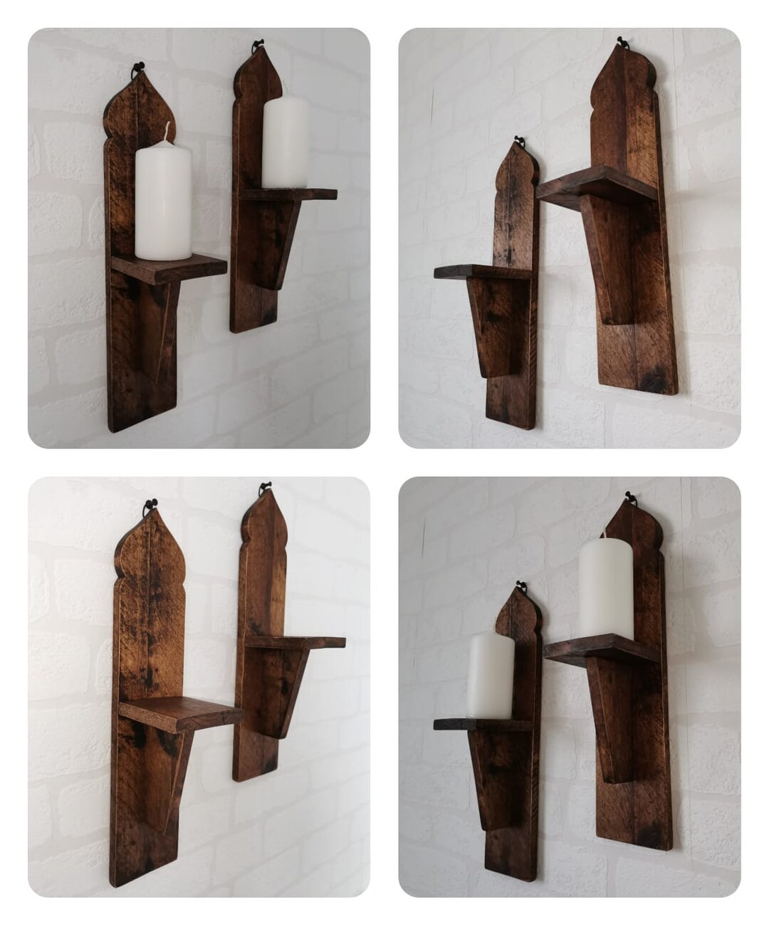 Handmade Wooden Old Style Moroccan Wall Candle Holder Gothic Vintage ...