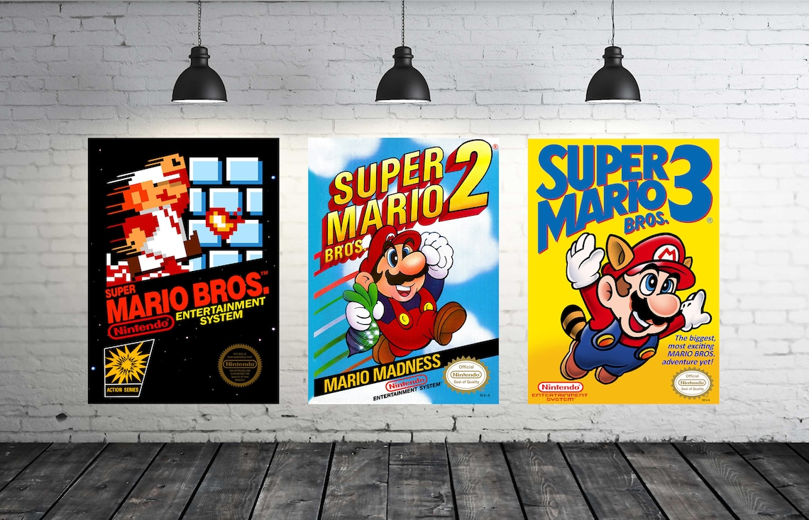 Super Mario Bros 1 2 3 Nintendo NES Poster - Size A4 / A3 / A3+ - Retro ...