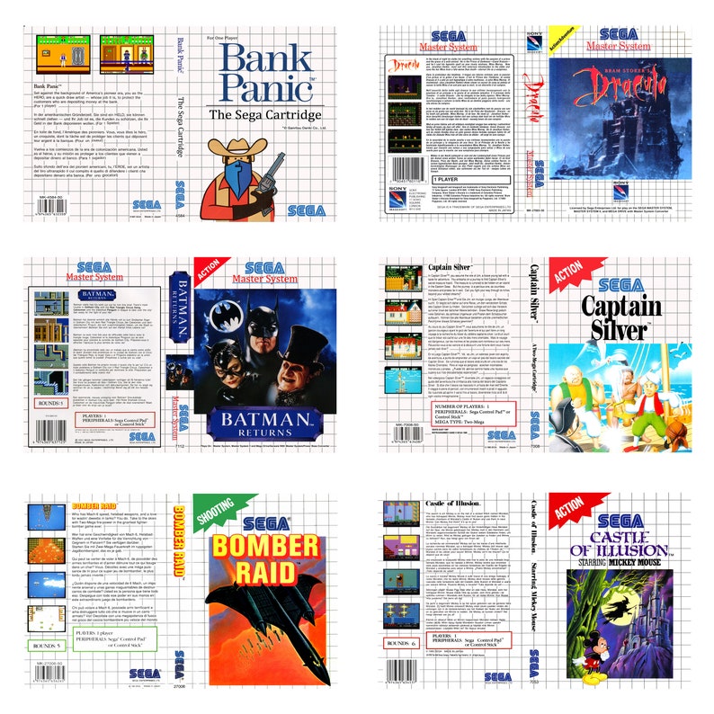 Sega Master System Replacement Game Covers A - P High Quality - Etsy UK
