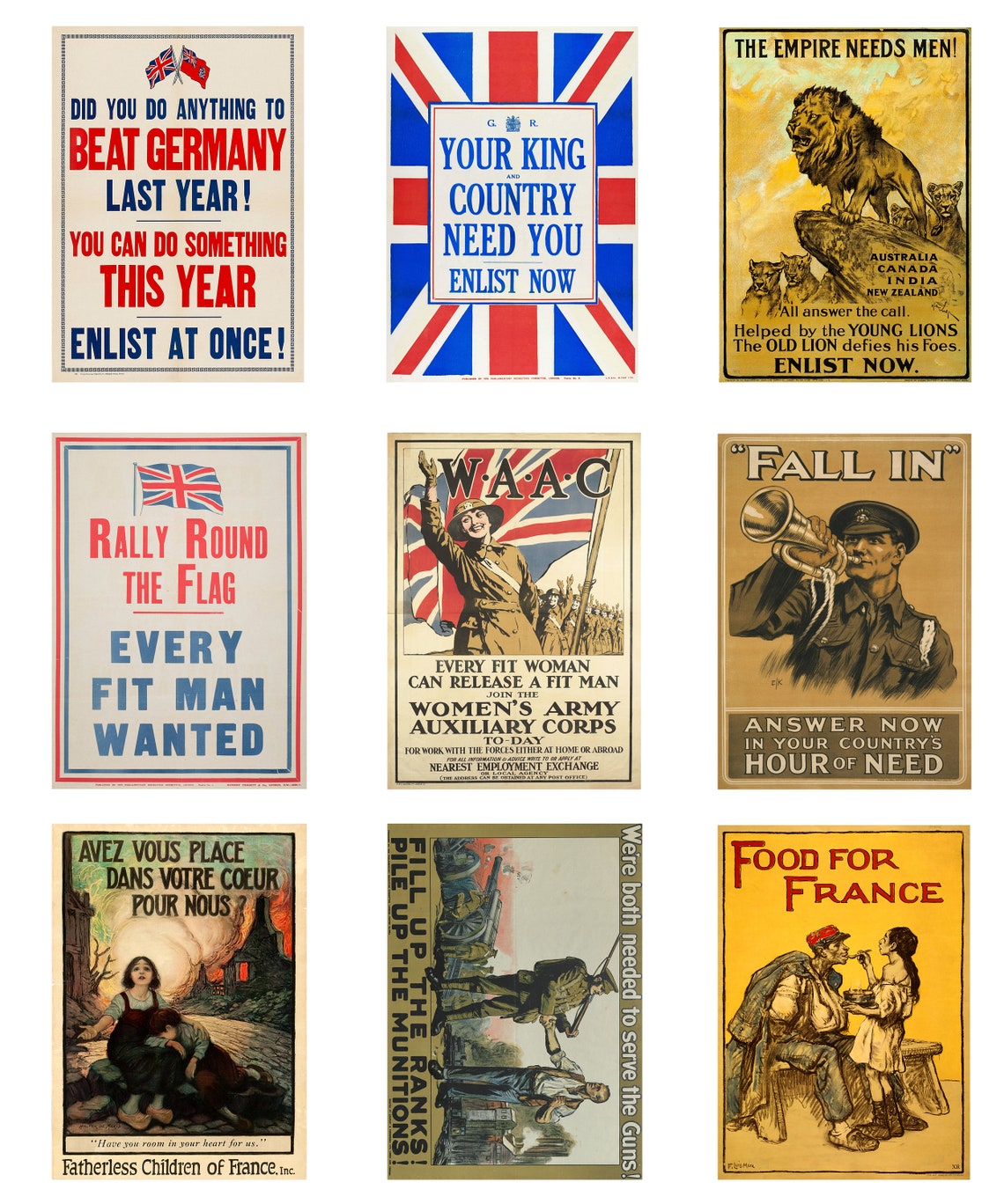 World War 1 British Propaganda Posters WW1 Wall Art High | Etsy