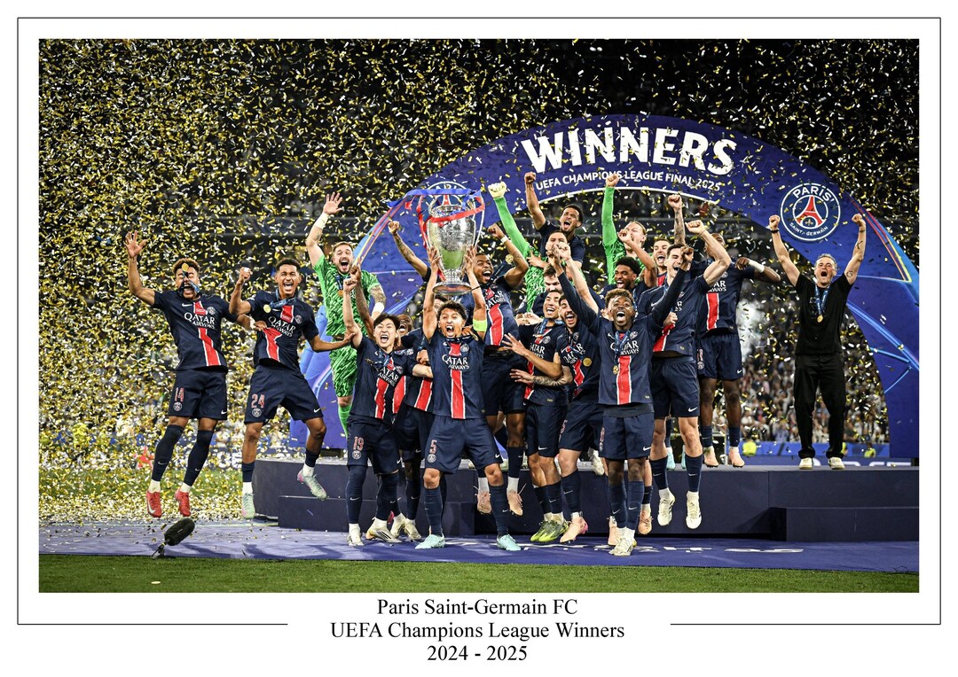 PSG UEFA Champions League Winners 2025 Poster Print Souvenir A4 / A3 ...