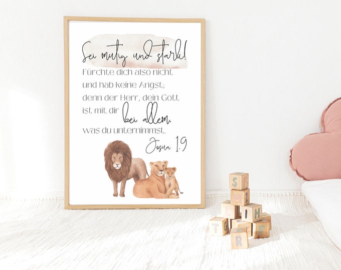 Christliches Poster: Sei stark und mutig!... Josua 1,9 - Etsy.de