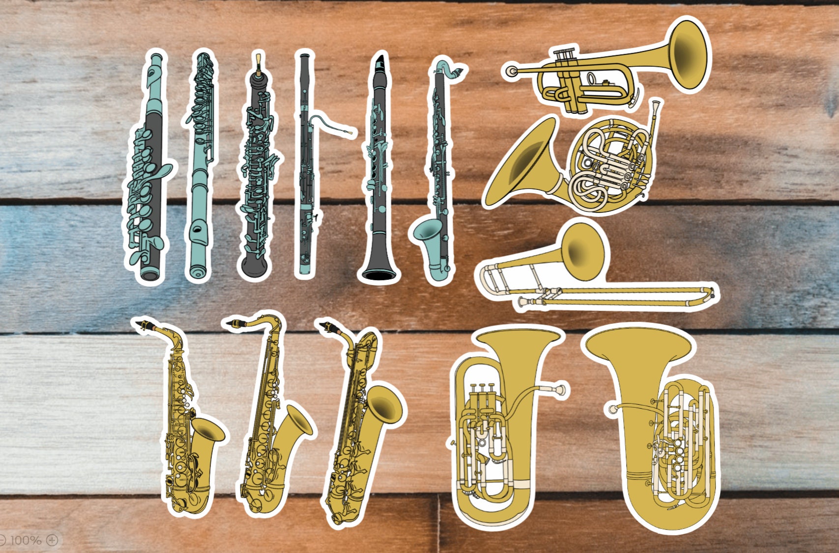 Wind Instrument Sticker Set Band Instrument Sticker Set - Etsy