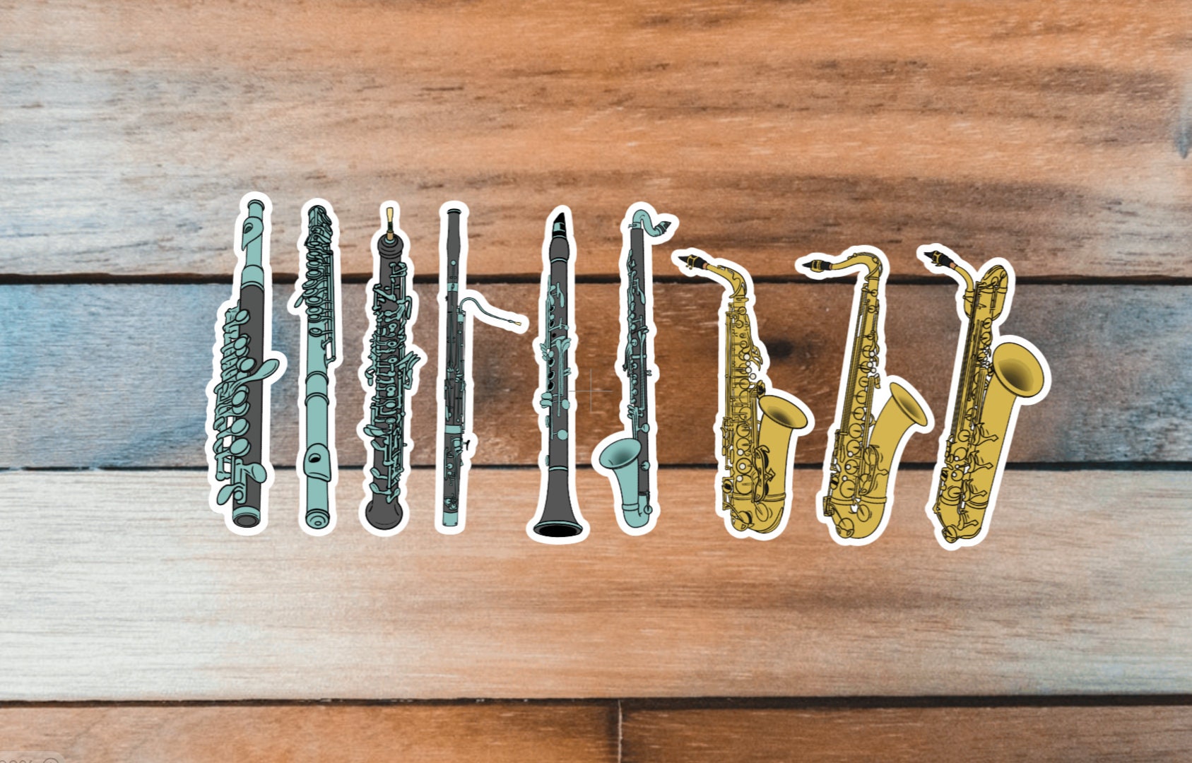 Wind Instrument Sticker Set Band Instrument Sticker Set - Etsy