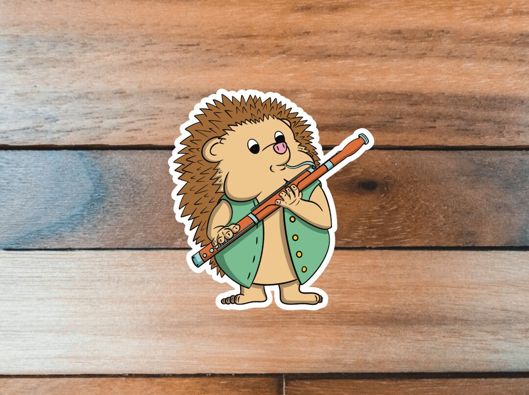 Bassoon Sticker, Hedgehog Bassoon Player Sticker, Double Reed, Music ...