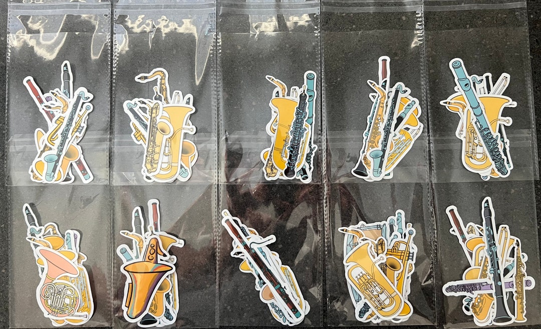 Instrument Stickers Random Set of 10 Stickers per Pack Band - Etsy