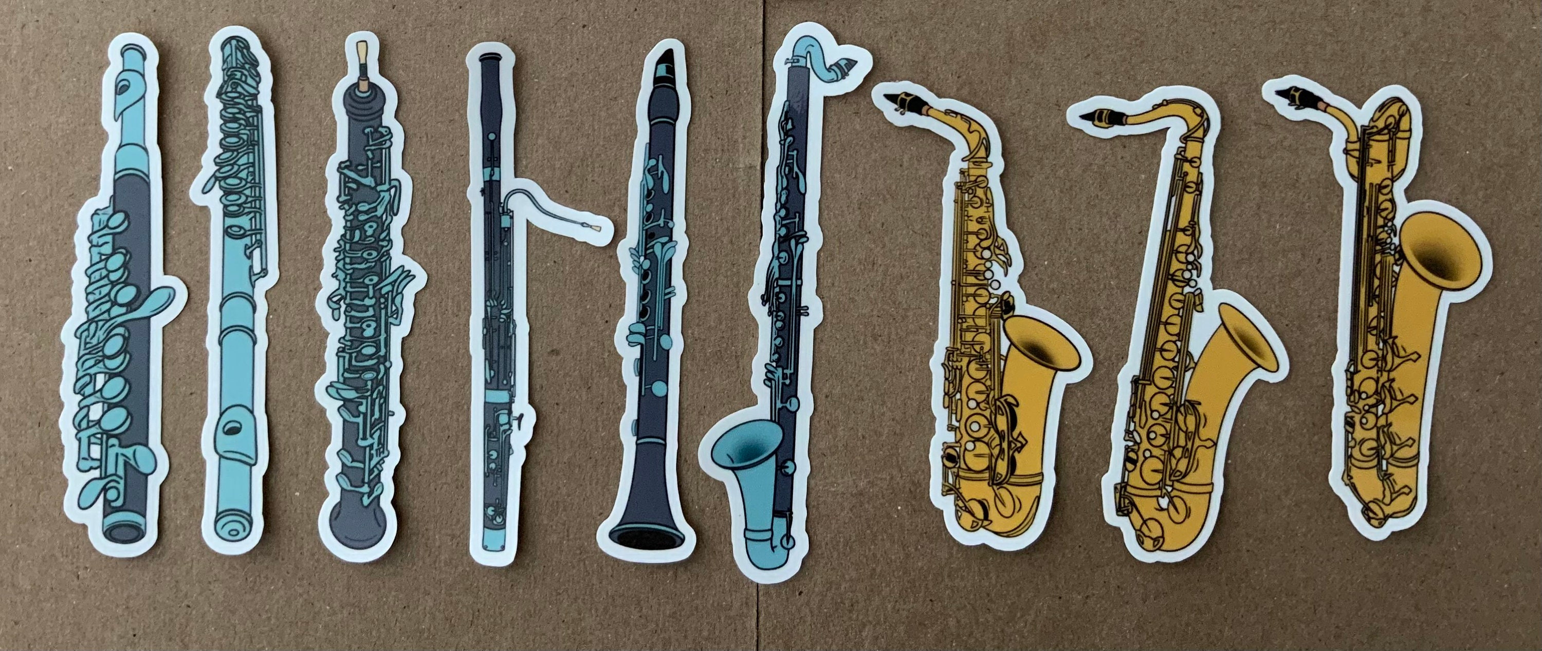 Wind Instrument Sticker Set Band Instrument Sticker Set - Etsy