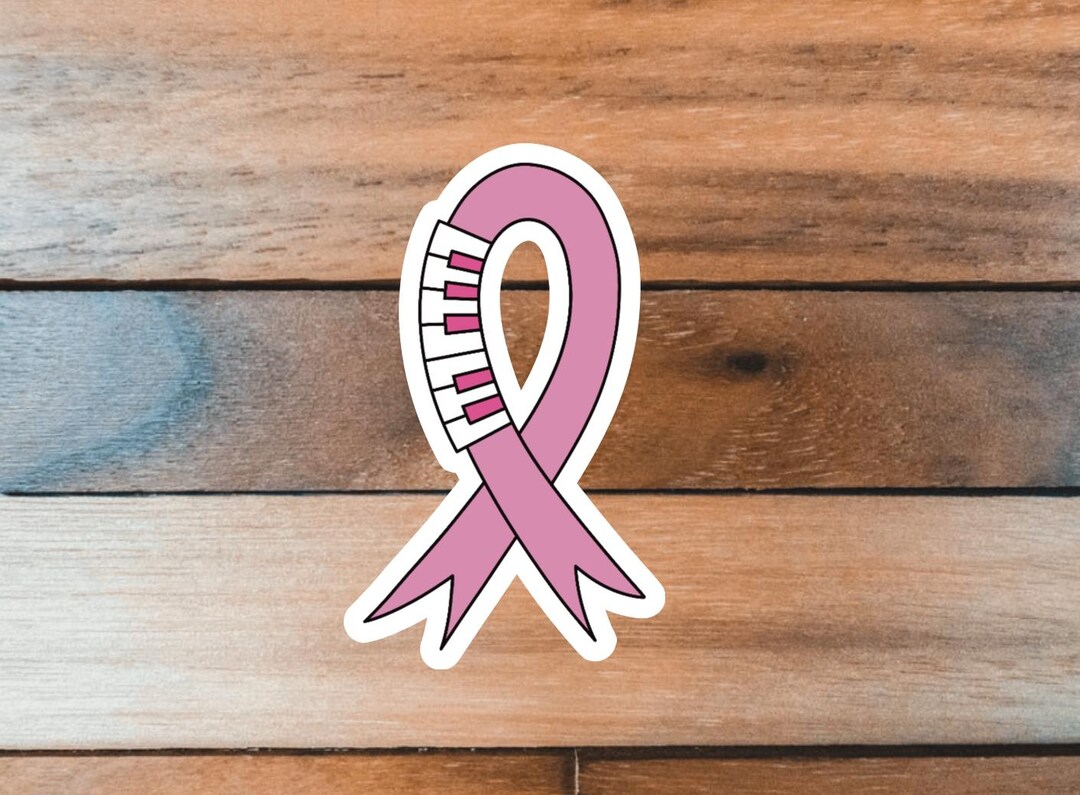 Breast Cancer Ribbon Sticker, Music for the Cure Sticker - Etsy
