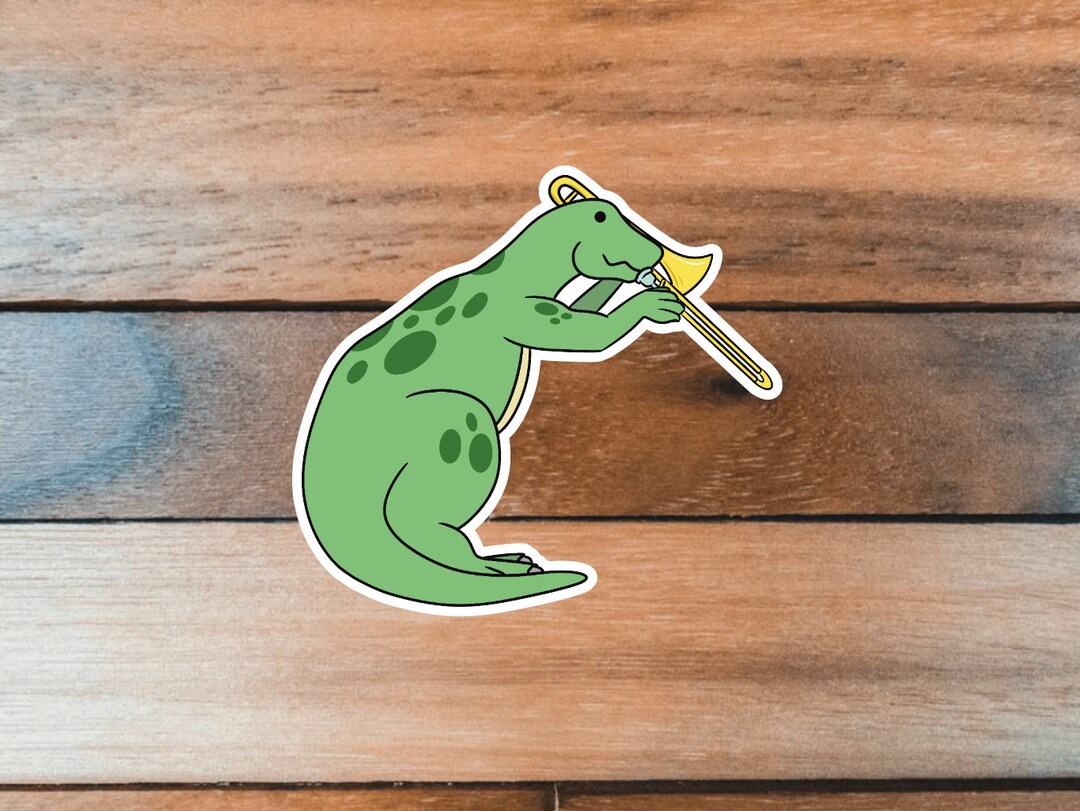 Trombone Player Sticker, Trombone Sticker, Dinosaur Playing Trombone ...