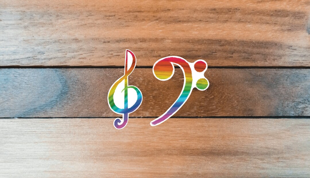 Rainbow Clef Stickers, Treble Clef, Bass Clef, Band Orchestra Choir ...