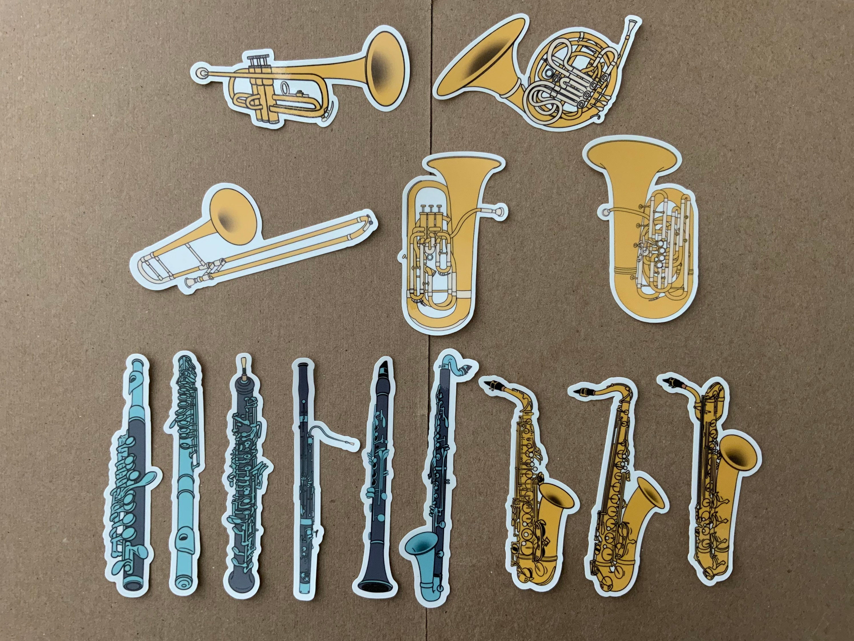 Wind Instrument Sticker Set Band Instrument Sticker Set - Etsy