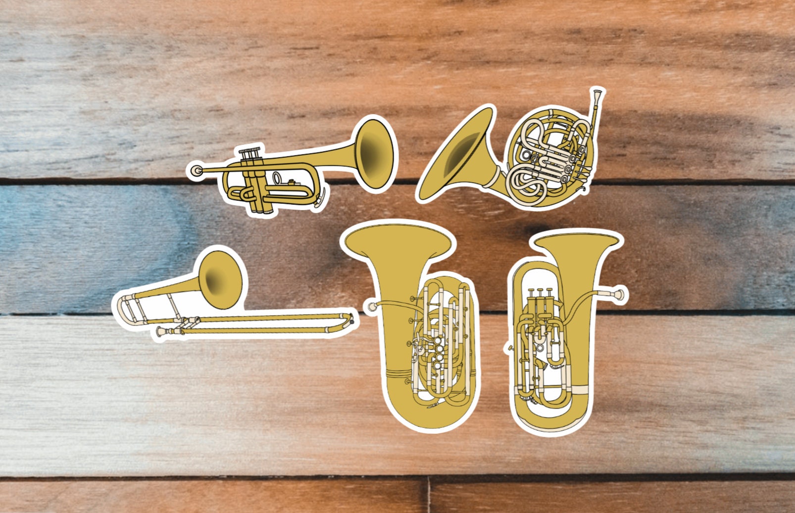 Wind Instrument Sticker Set Band Instrument Sticker Set - Etsy