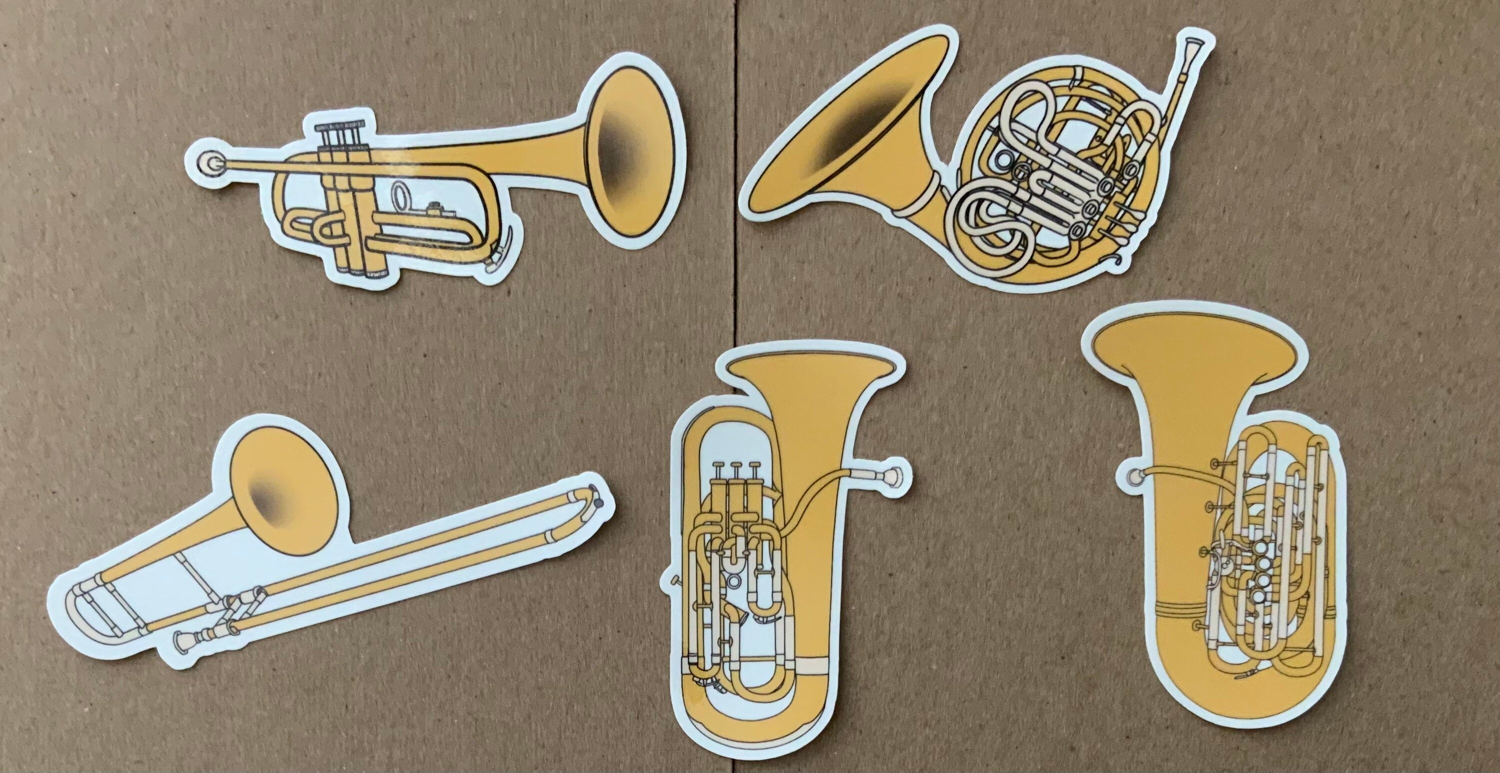 Wind Instrument Sticker Set Band Instrument Sticker Set - Etsy