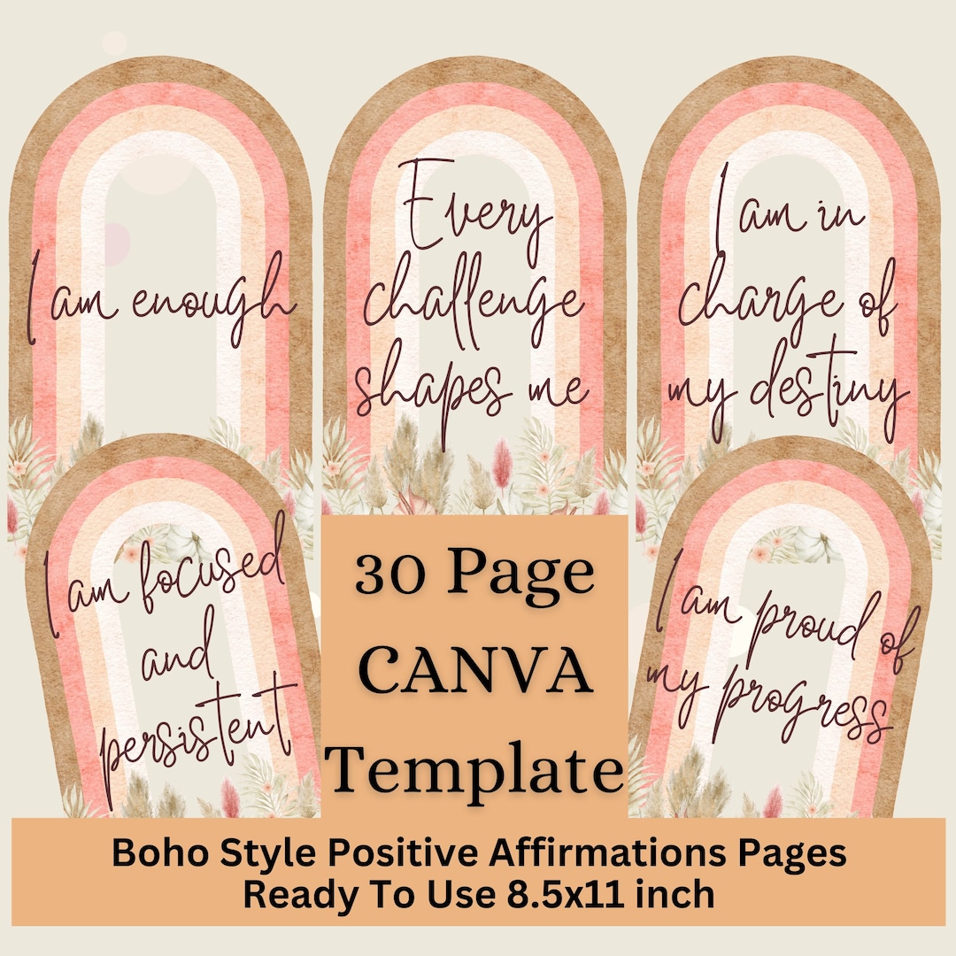 Positive Affirmations Canva Template Affirmation Flash Cards - Etsy