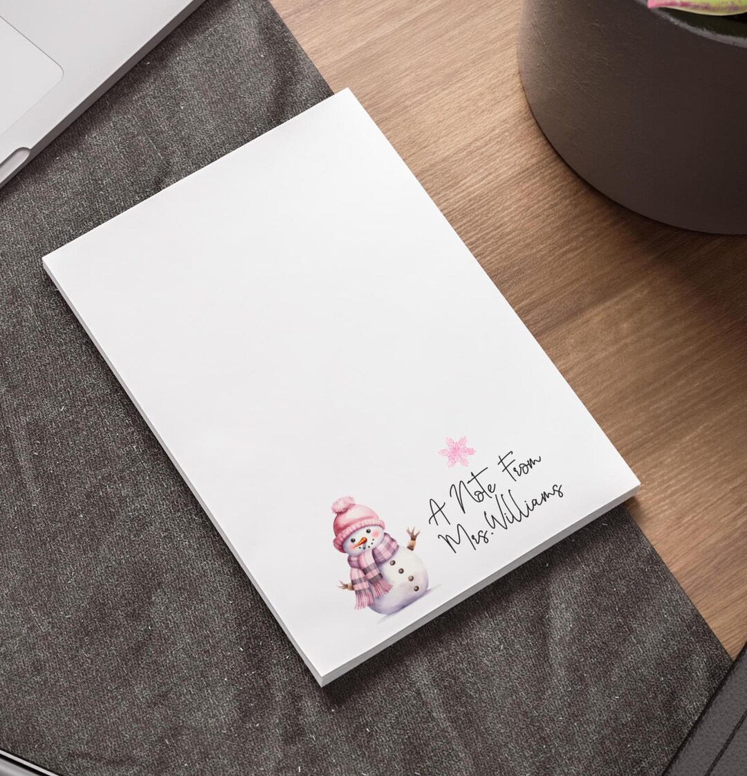 Pink Christmas Post-it® Note Pads, Teacher Notepad, Personalized ...