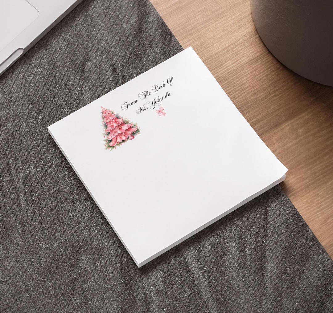Pink Christmas Post-it® Note Pads, Teacher Notepad, Personalized ...
