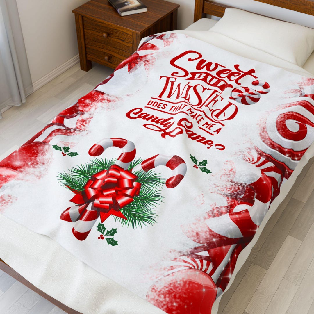 Funny Christmas Throw Blanket: Sweet but Twisted Candy Cane Fleece - Etsy