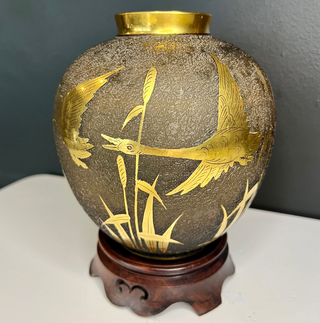 1950s FÜGER TAUBE GERMAN Acid Etched Vase With Stand - Etsy