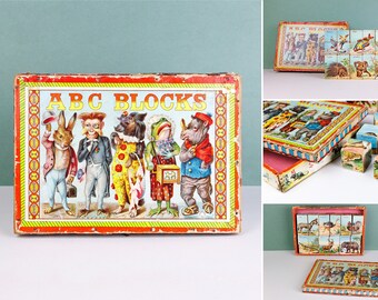 Antique Abc Blocks Box - Etsy