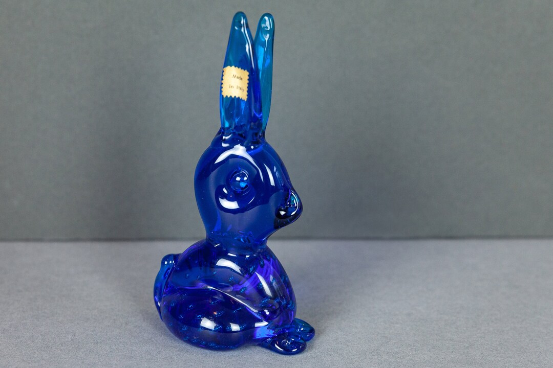 Vintage Italian Mid Century Blue Glass Rabbit - Etsy