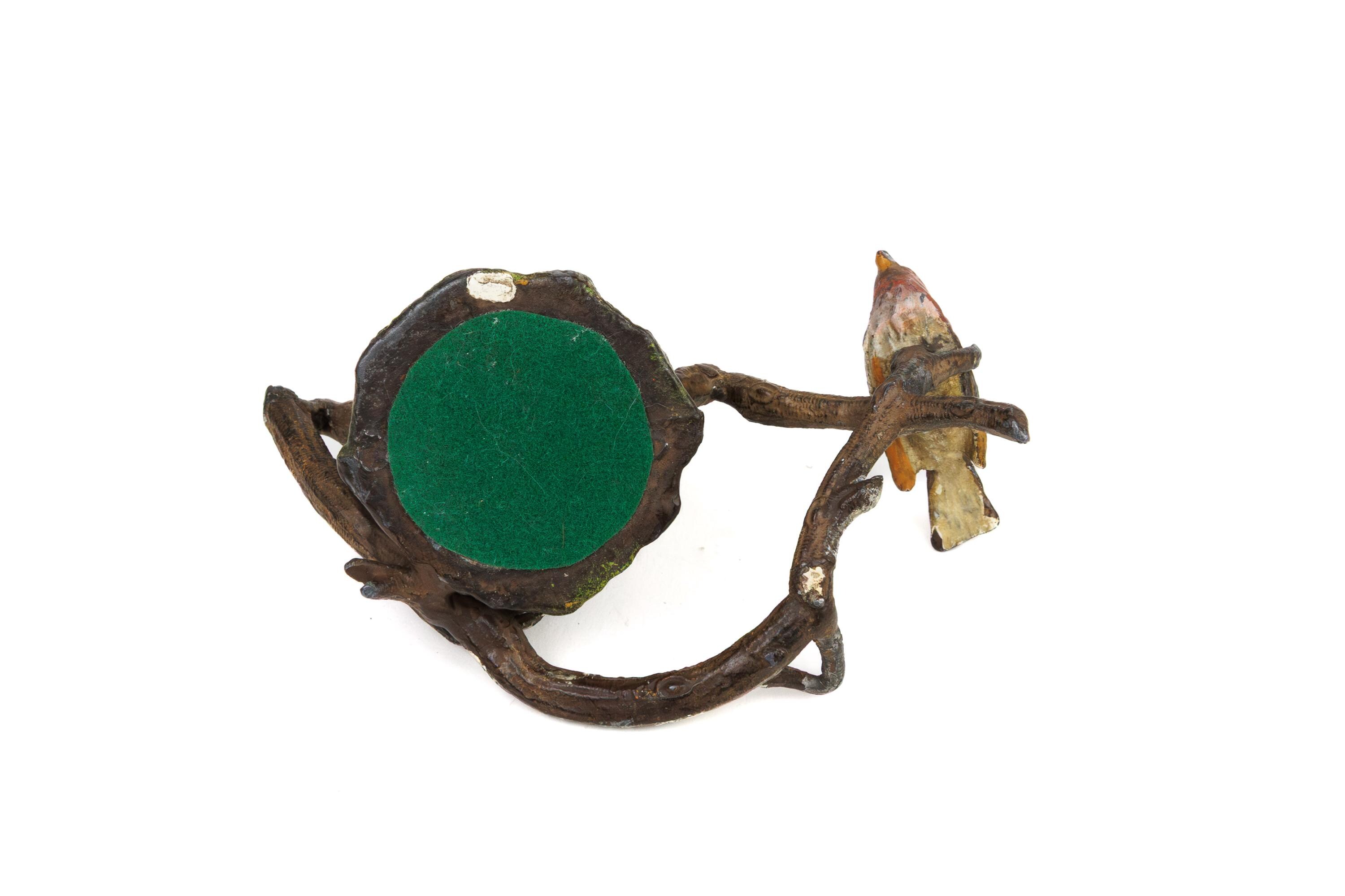 Vintage Heyde Painted Metal Novelty Tree Stump With Bird Shaped Inkwell ...