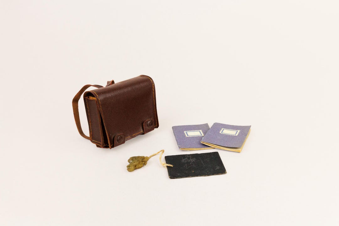 Miniature Vintage Brown Leather Dolls School Satchel Bag, With ...