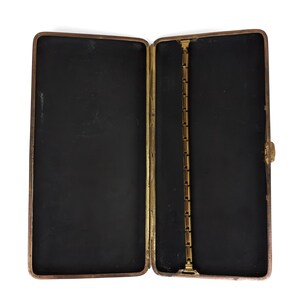 Vintage Black Metal Japanese Card or Cigarette Case, Gold Raised Design ...
