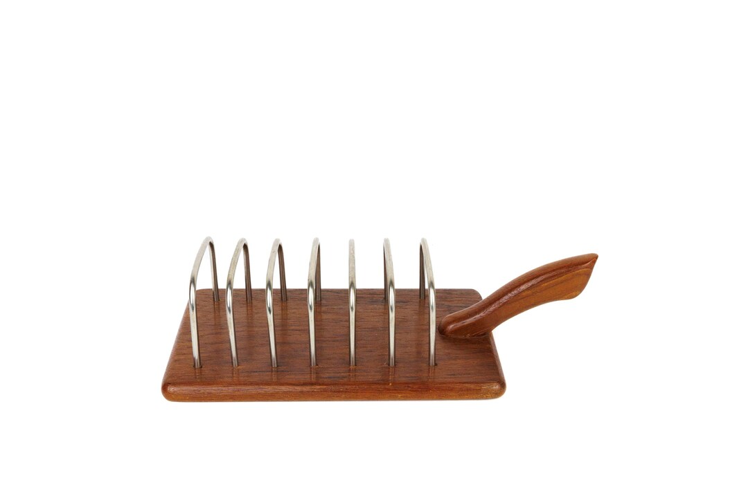 Vintage Swedish Teak Wood and Metal Toast Rack, 6 Slot, Mid Century ...