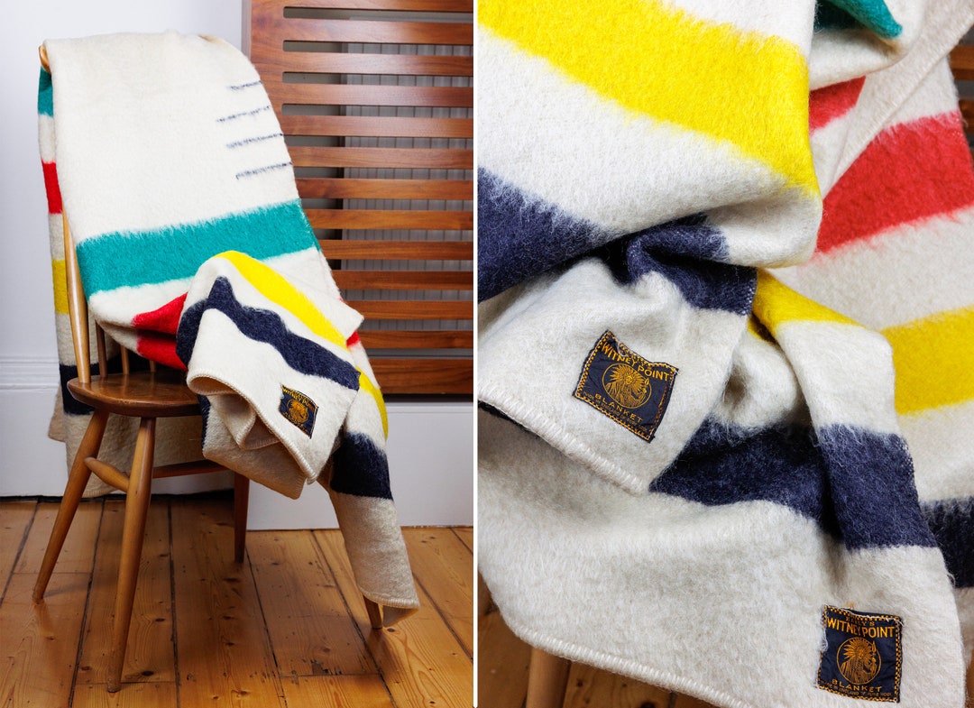 2x Vintage Earlys Whitney 3 1/2 Point Blankets, Made in England of Pure ...