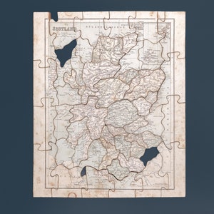 Antique W Peacock's A Dissected Map of Scotland Puzzle, Original Wooden ...