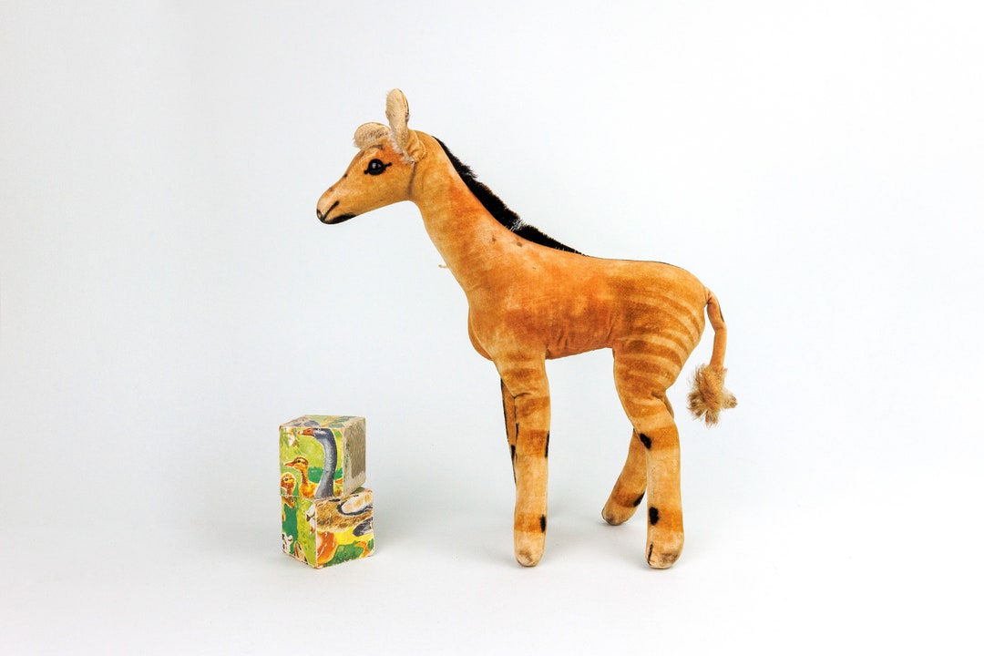 Tall Vintage Steiff Velvet Okapi Antelope, Rope Tail, Mid Century Toy ...