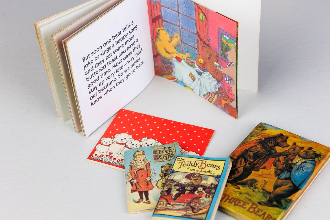 Retro Collection of Miniature Storybooks Featuring Teddy Bears, the ...