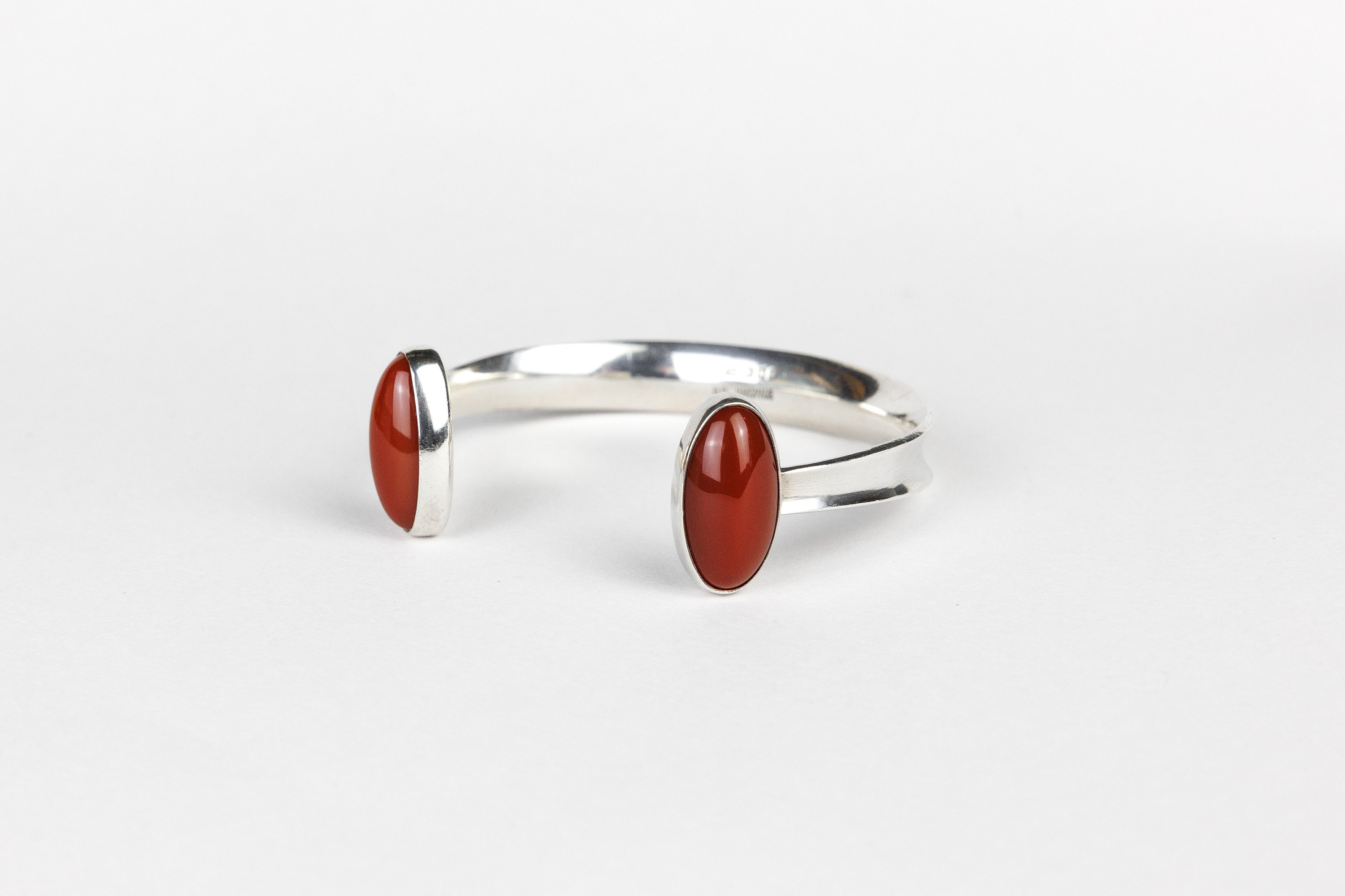 Vintage Silver Torque Bangle With 2 Red Oval Stones - Etsy