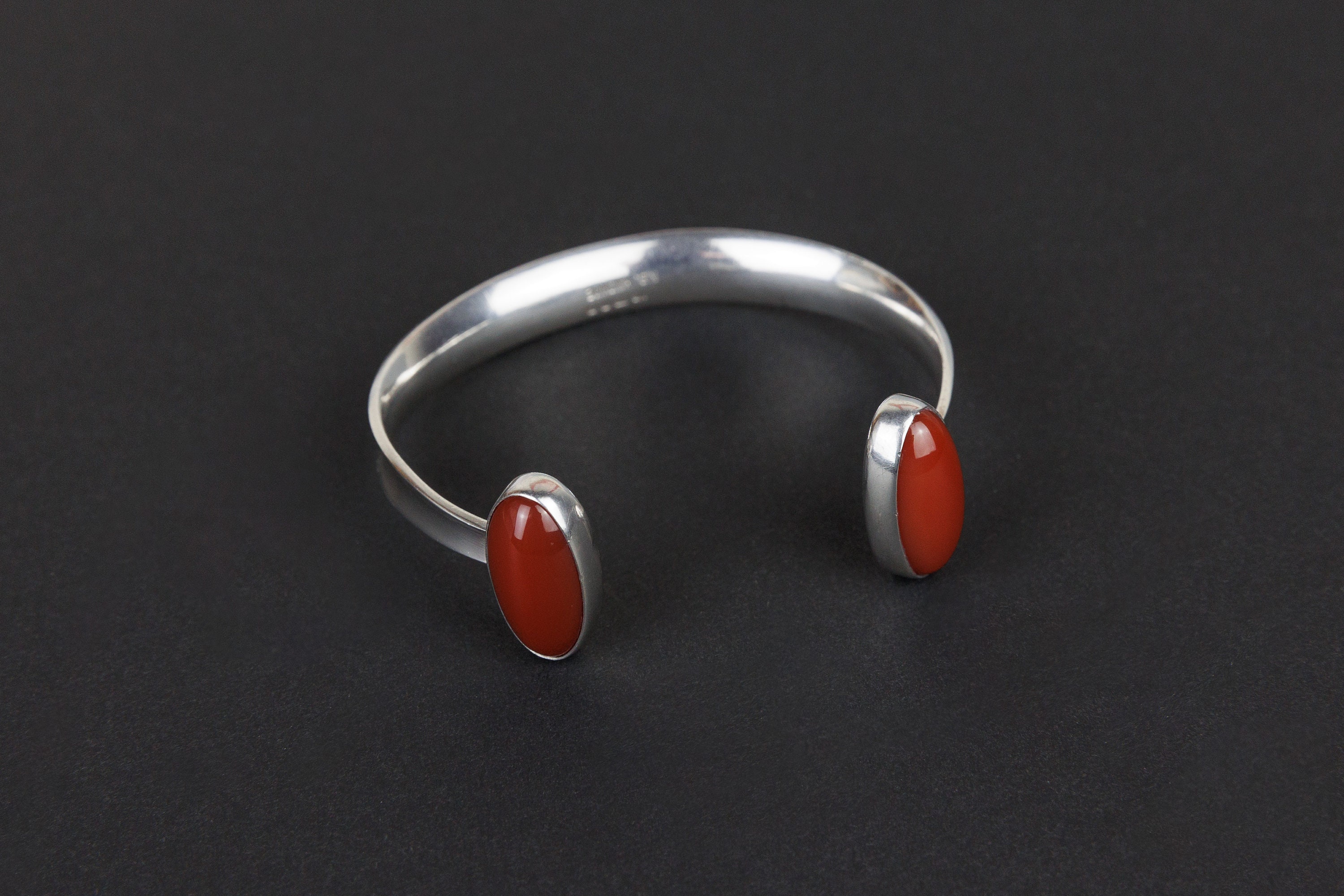 Vintage Silver Torque Bangle With 2 Red Oval Stones - Etsy