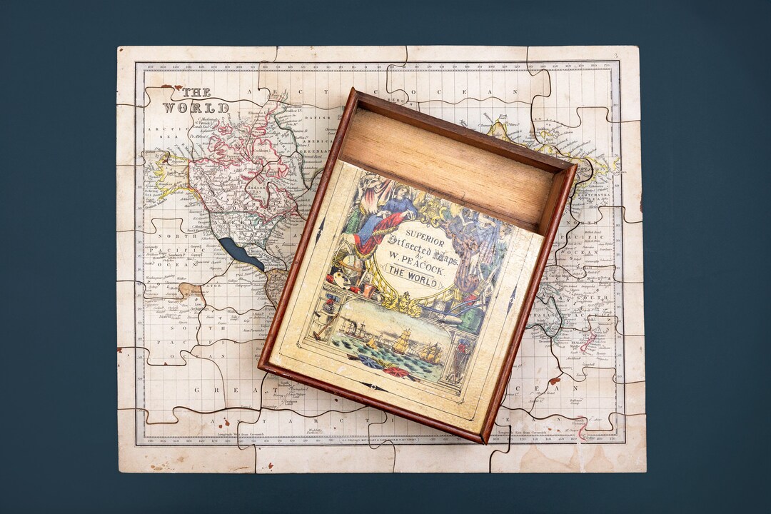 Antique W Peacock's Superior Dissected Maps of the World Puzzle ...