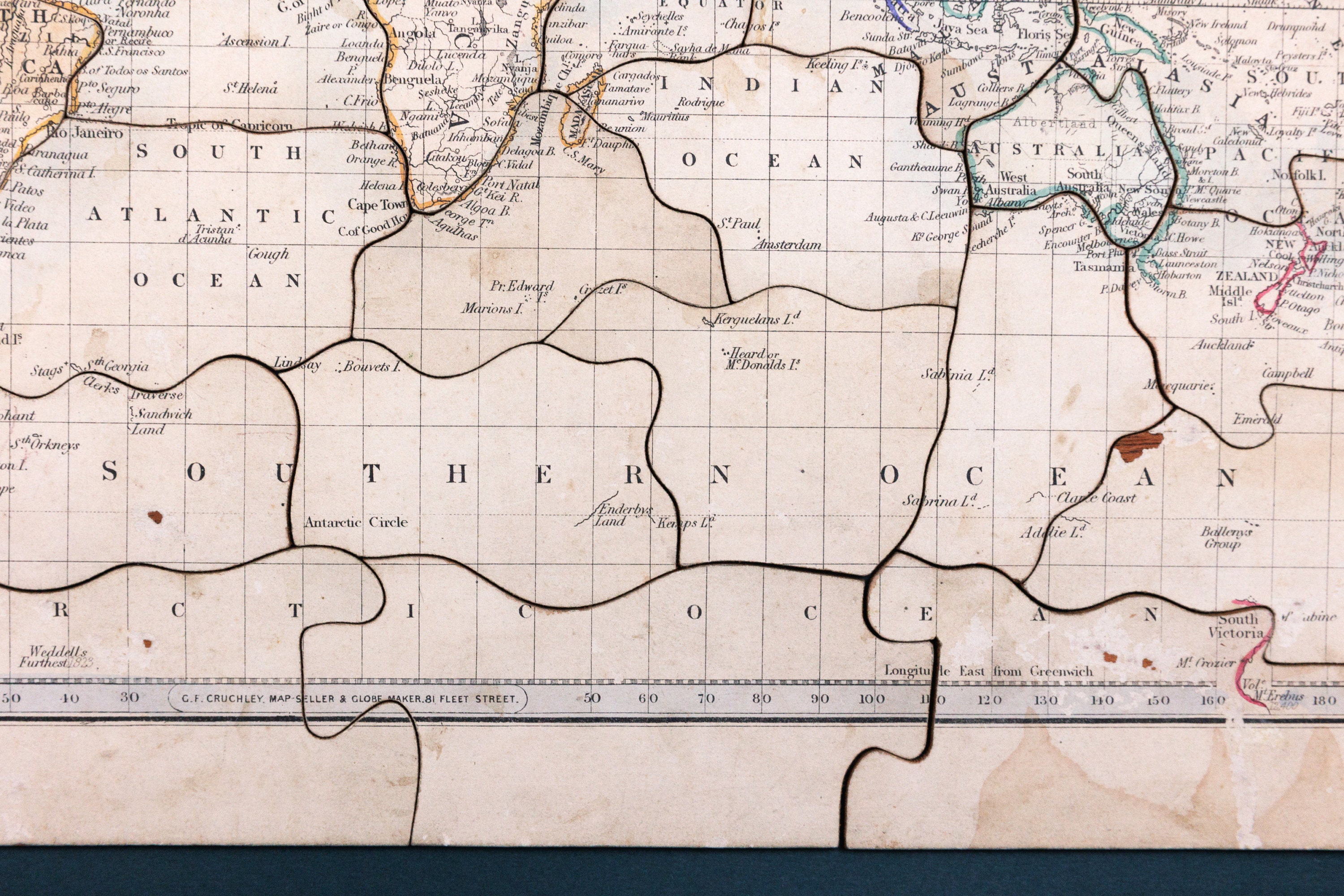 Antique W Peacock's Superior Dissected Maps of the World Puzzle ...