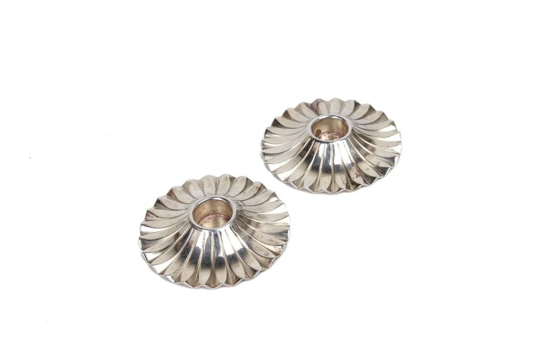 2x Small Vintage Wellner Art Deco Silver Plated Candle Holders German ...