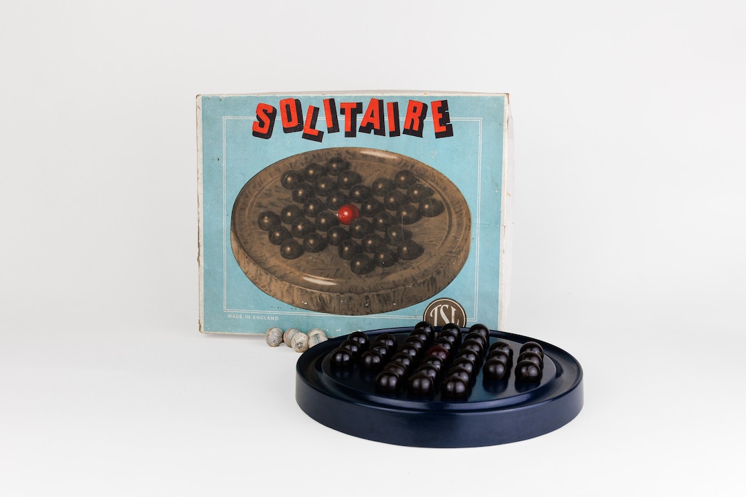 Vintage Early Plastic Boxed Solitaire Game With Plastic Stand, British ...