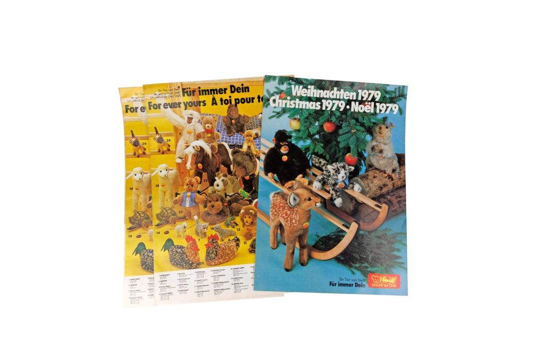 3x Steiff Catalogue Brochures 1979, 1x Christmas Special and Two Copies ...