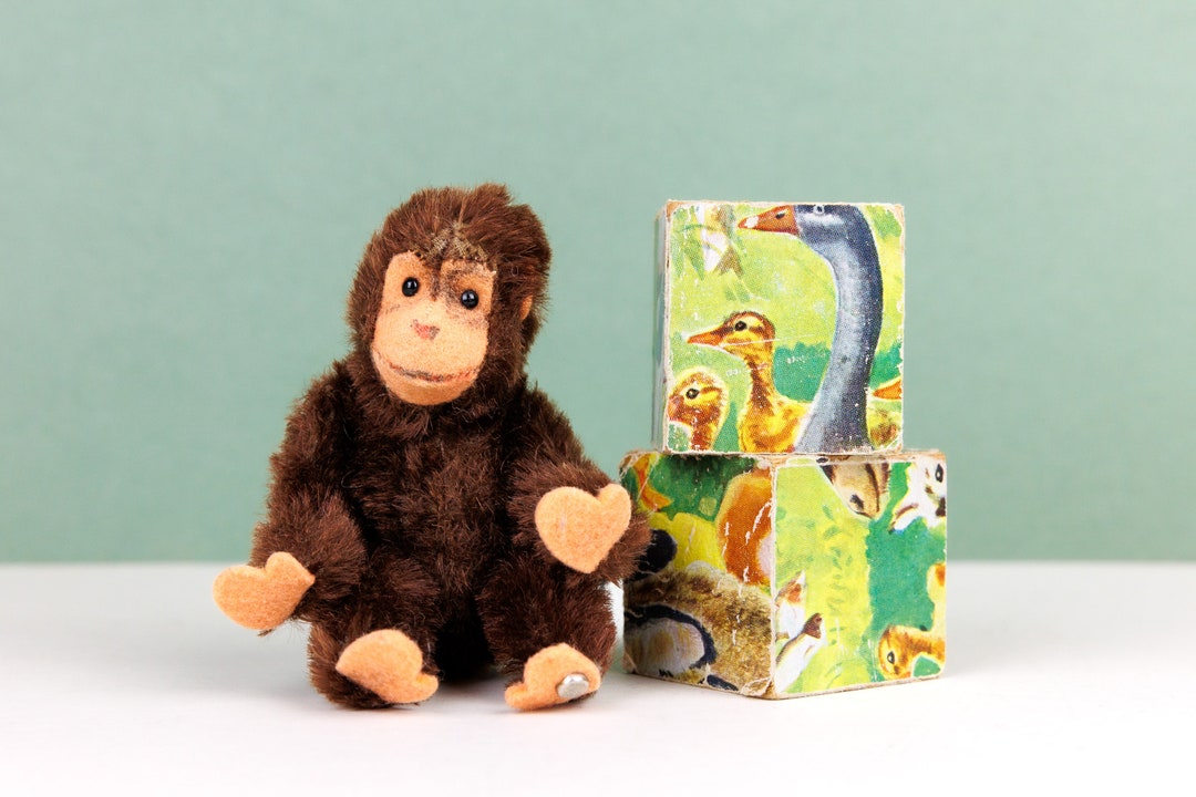 Steiff Miniature Brown Jocko Monkey With Button, Jointed With Head That ...
