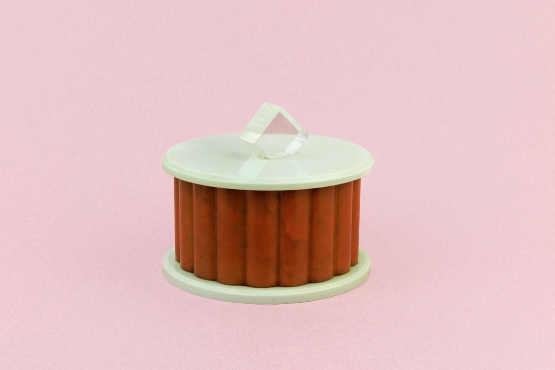 Vintage Art Deco Bakelite & Early Plastic Orange Trinket, Jewellery Box ...