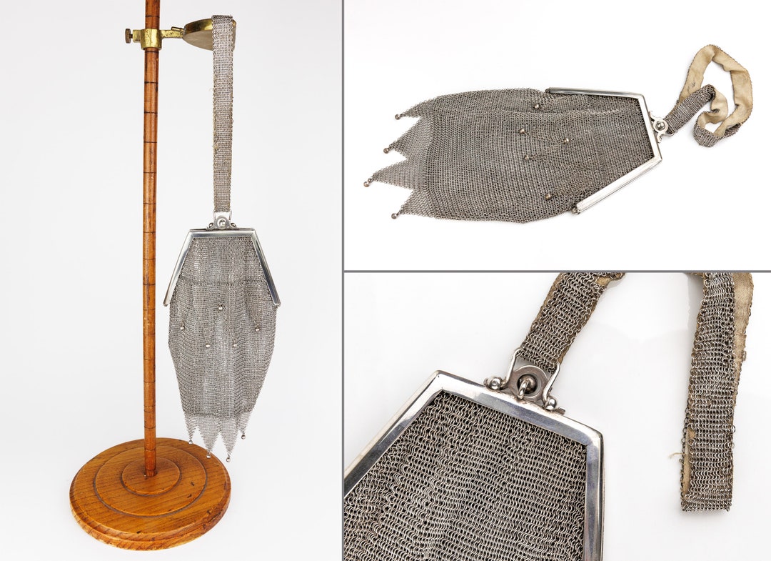 Art Deco Antique Silver Plated Mesh Purse Hallmarked EPNS, Early 20th ...