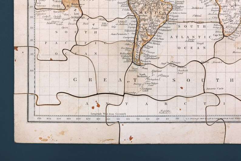 Antique W Peacock's Superior Dissected Maps of the World Puzzle ...