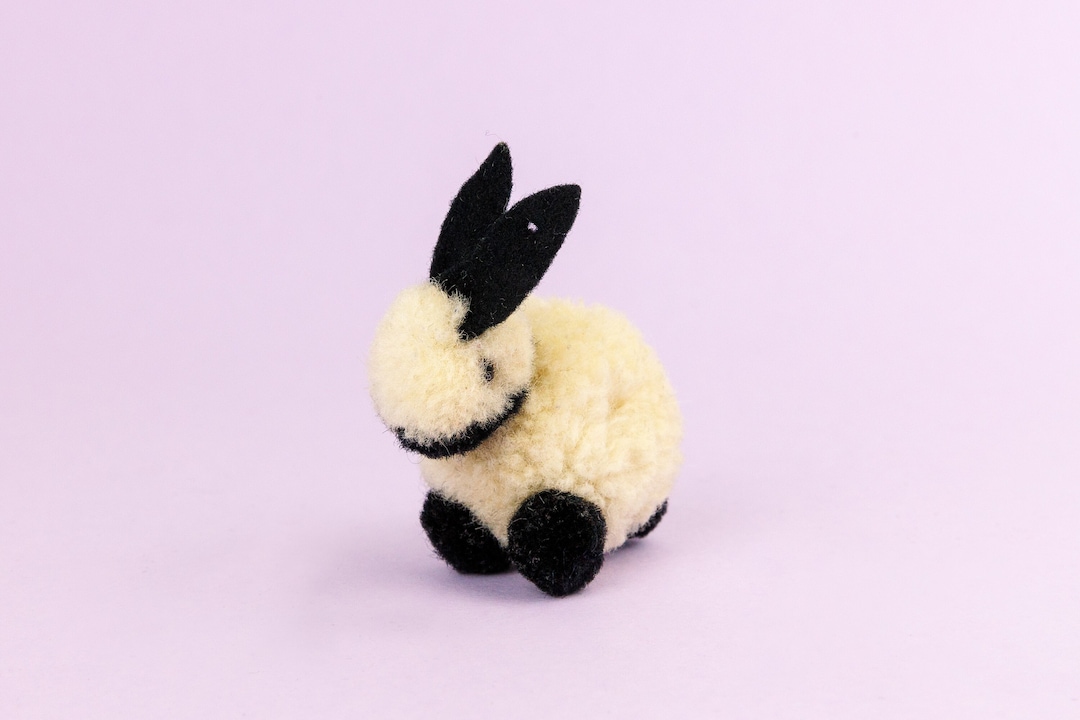 Vintage Steiff Pom Pom Rabbit, White & Black, Whiskers, With Swivel ...