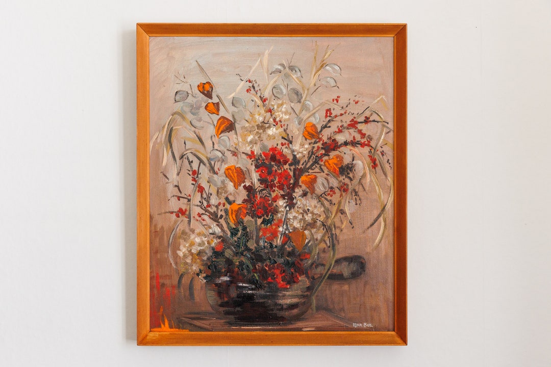 Vintage Oil Painting, Edna Bull, 20th Century, Oil on Board, A Still ...