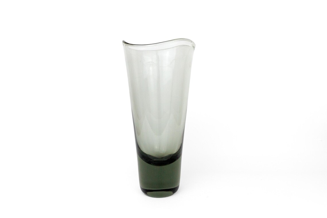 Vintage Tall Glass Vase, by per Lutken for Holmegaard, Signed, Mid ...